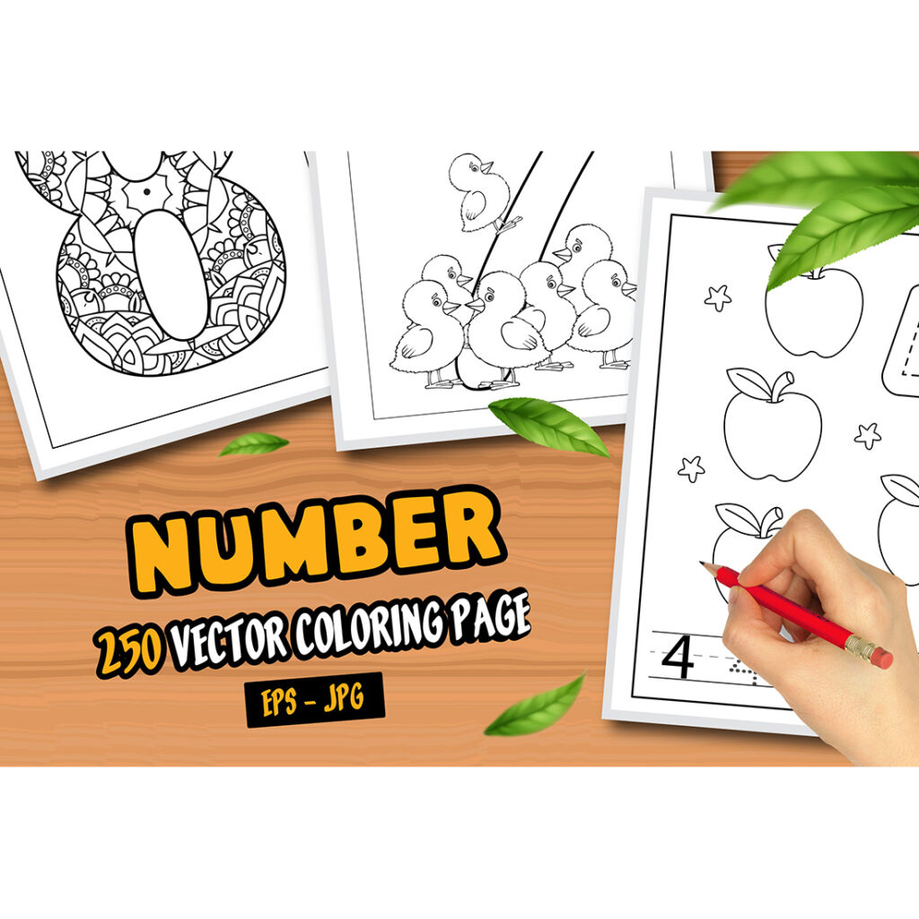 250 Vector Number Coloring Pages - MasterBundles