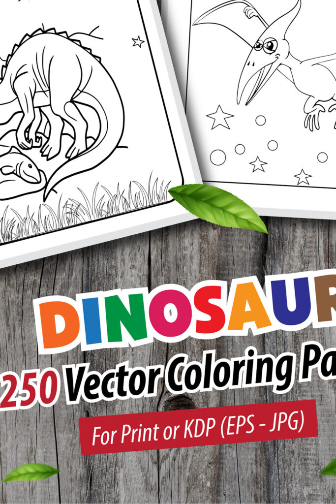 250 Vector Dinosaur Coloring Pages - MasterBundles