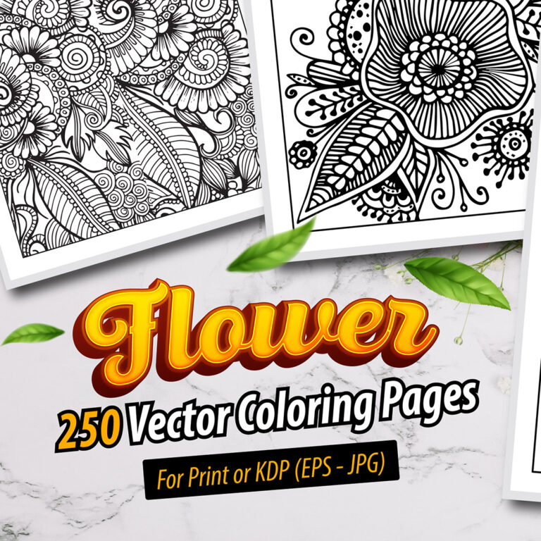 250 Vector Flower Coloring Pages - MasterBundles