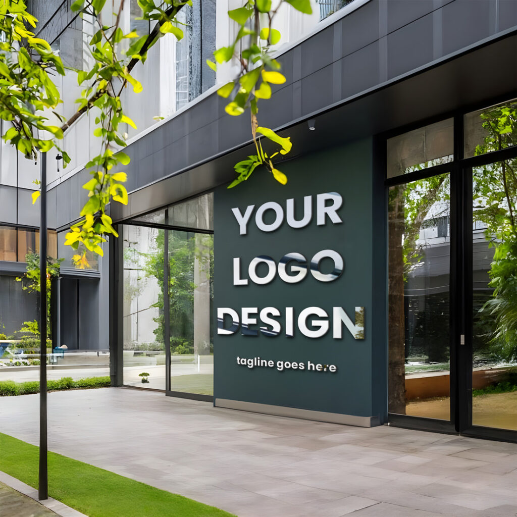 Outdoor wall logo Mockup - MasterBundles