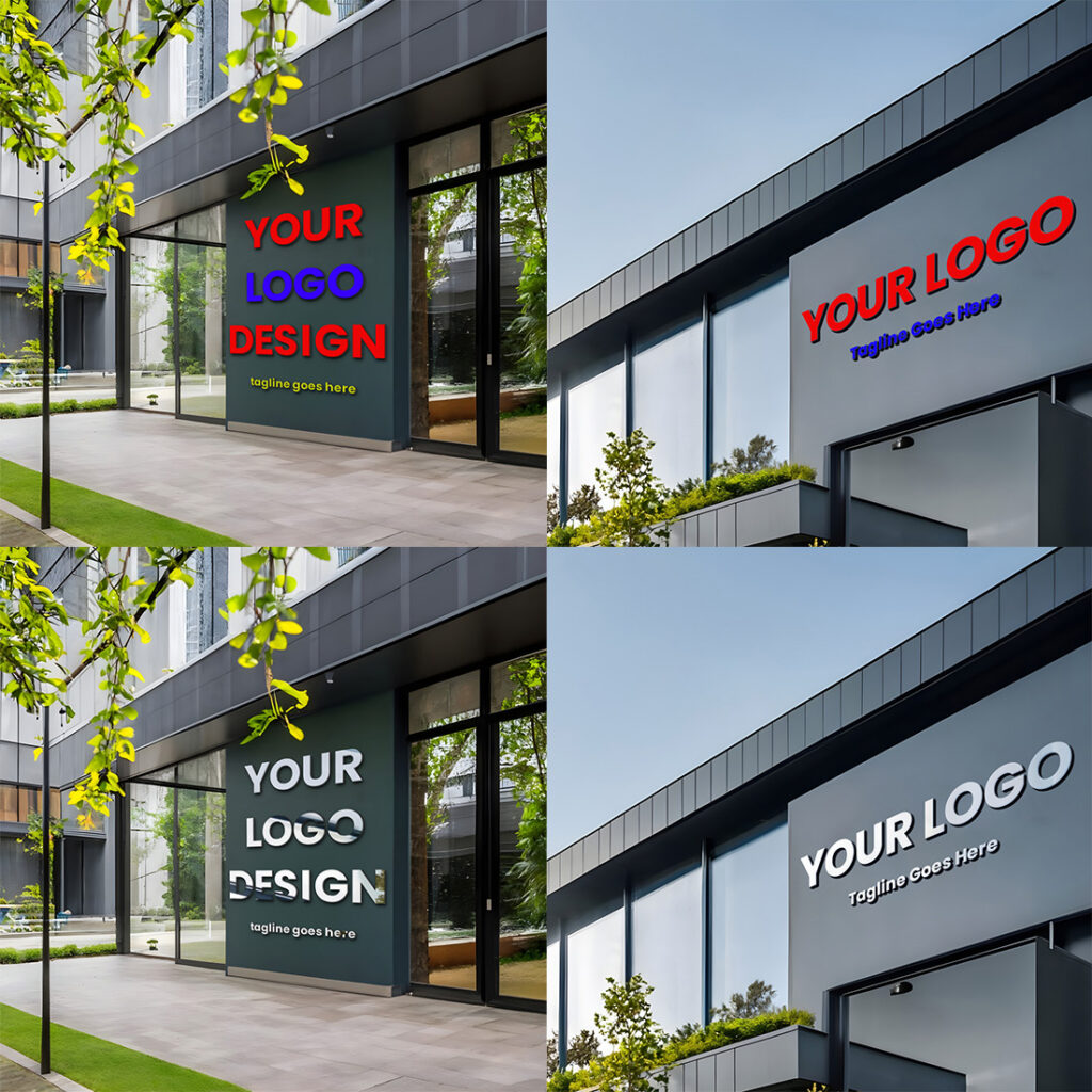 Outdoor wall logo Mockup - MasterBundles