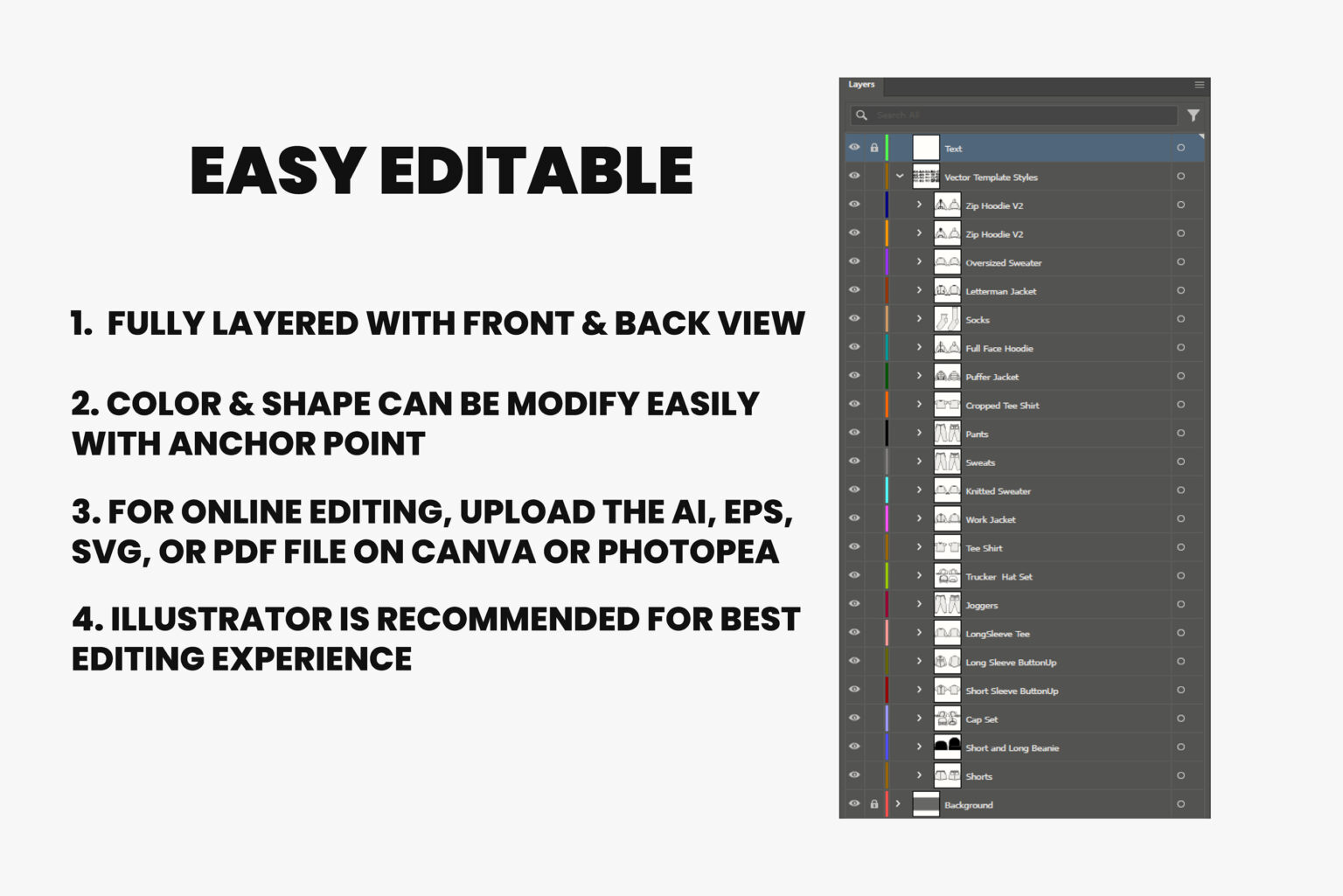 Streetwear Vector Mockup Bundle Fashion Technical Template Streetwear Illustrator Flat Design ...