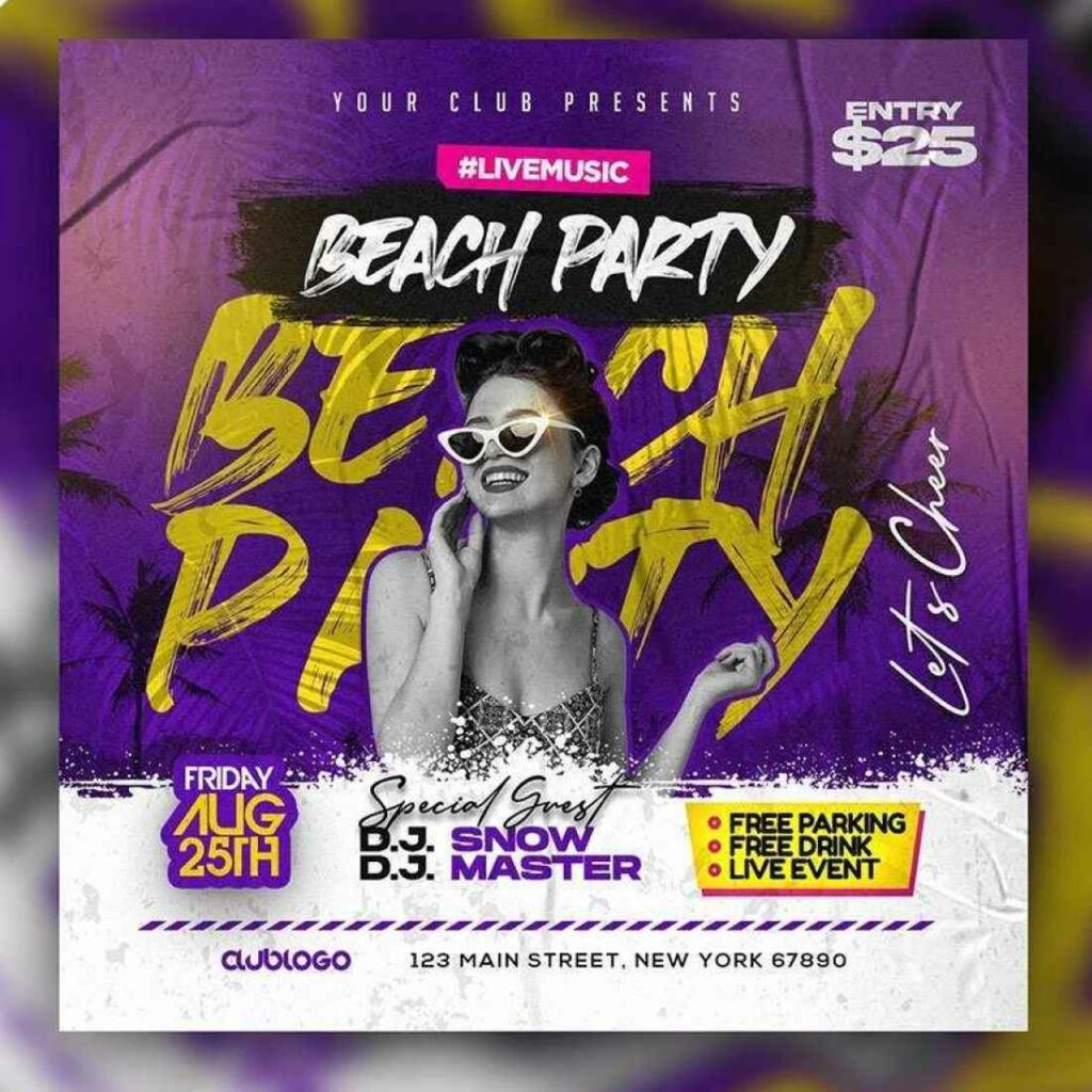 Beach-Party-Square-Social-Media-Post-PSD - MasterBundles