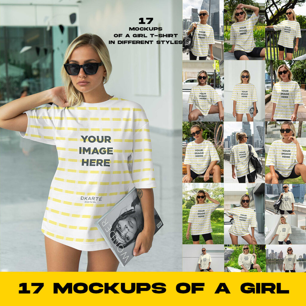 17 Mockups Of A Girl T-Shirt In Different Styles - MasterBundles