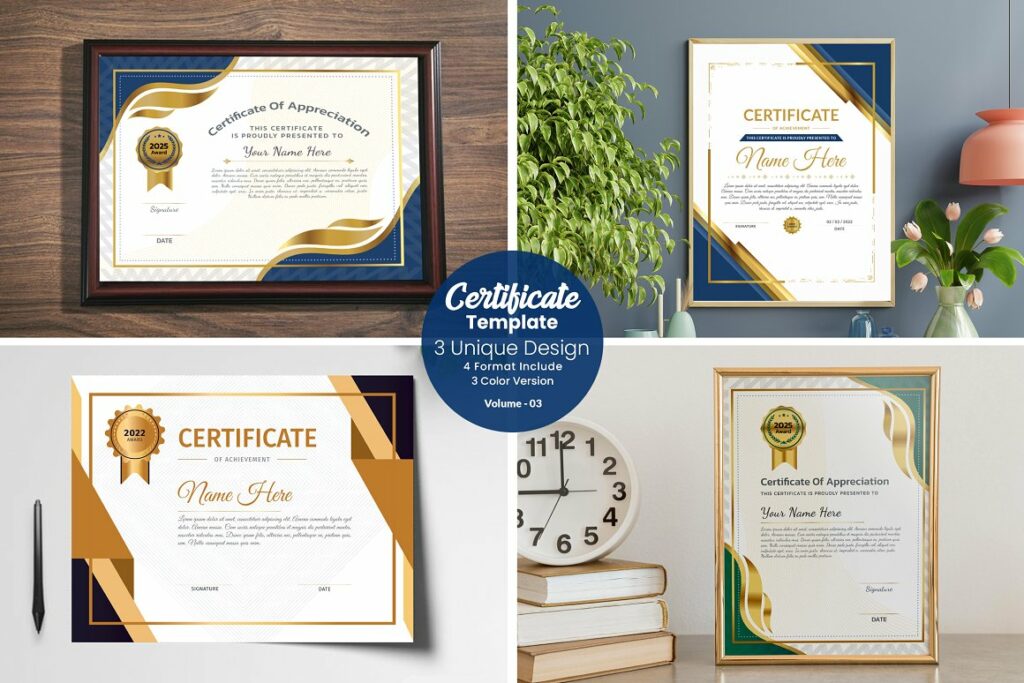 Creative Certificate Design Template V-03 - MasterBundles