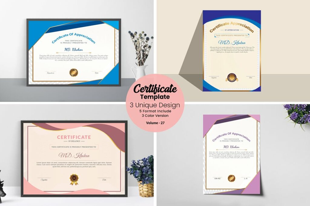 Creative Certificate Design Template - MasterBundles