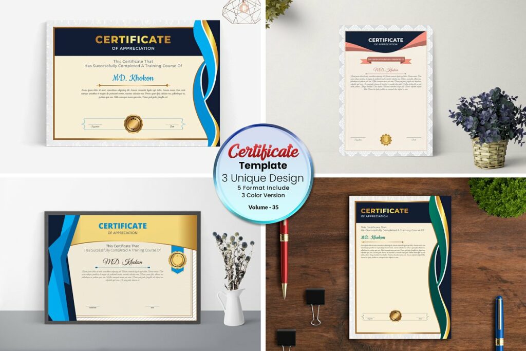 Multipurpose Certificate Template V-35 - MasterBundles