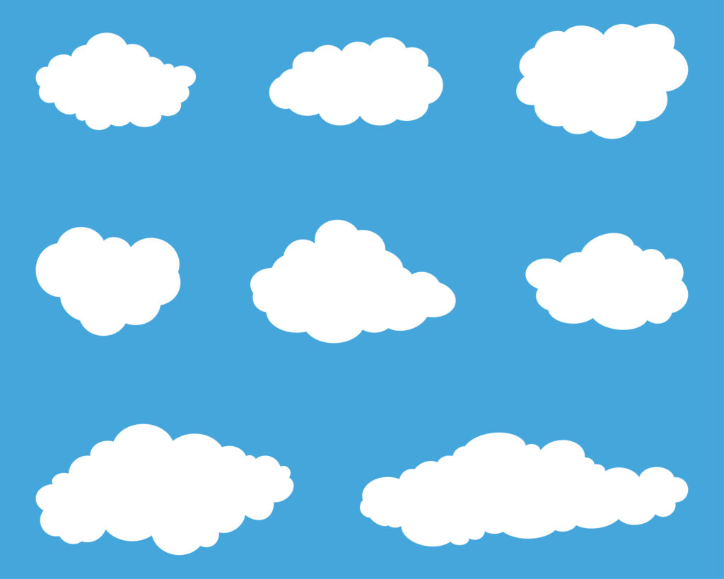 8 vector white clouds collection in blue sky - MasterBundles