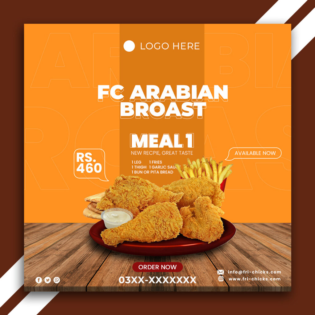 2 Modern Fast Food Social Media post Design Template - MasterBundles