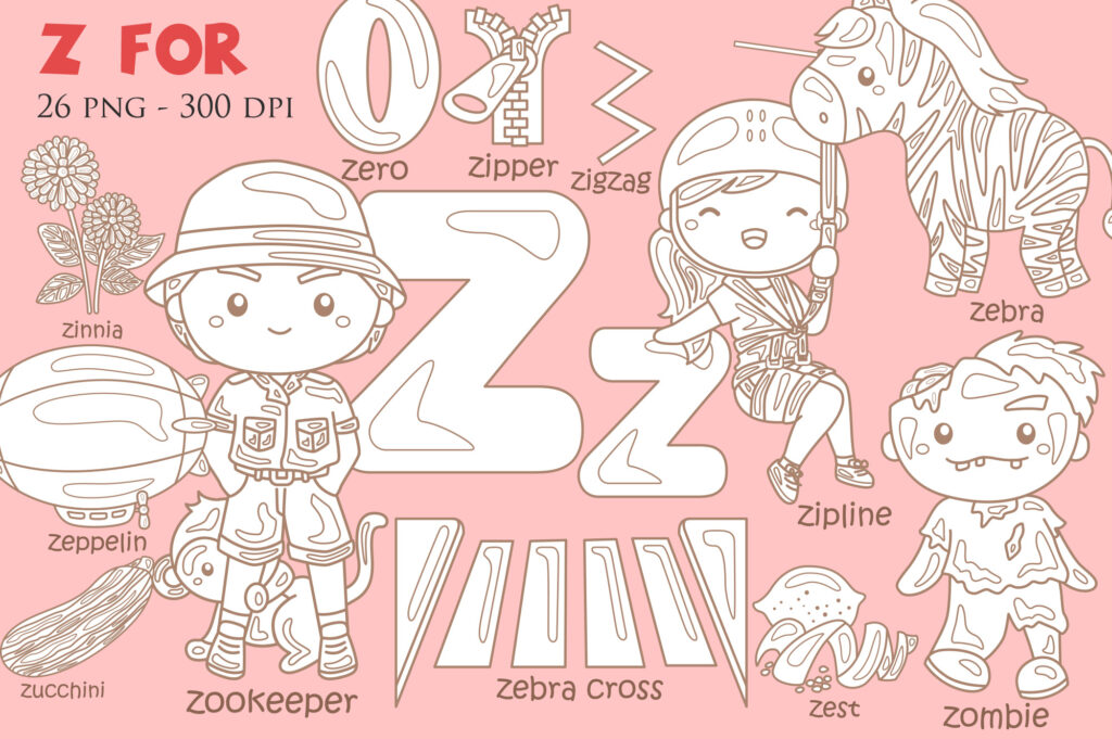 Alphabet Z For Vocabulary School Letter Reading Writing Font Study ...