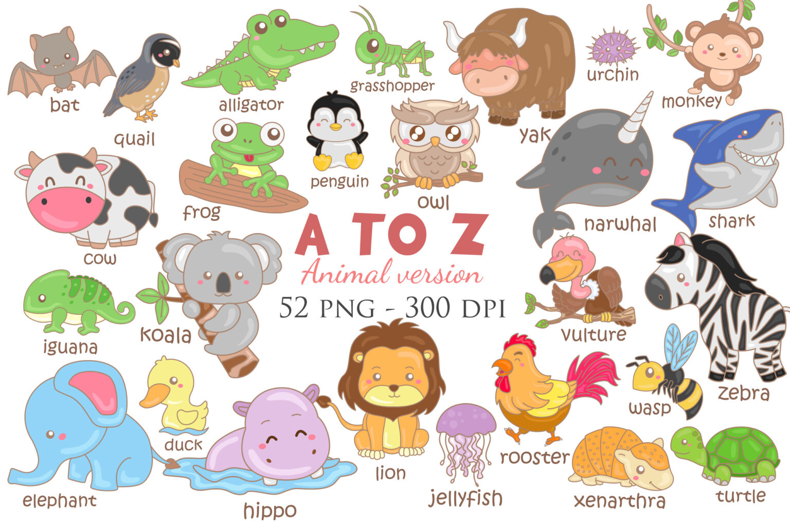 Alphabet A to Z Animal Version Vocabulary School Lesson Letter Reading ...