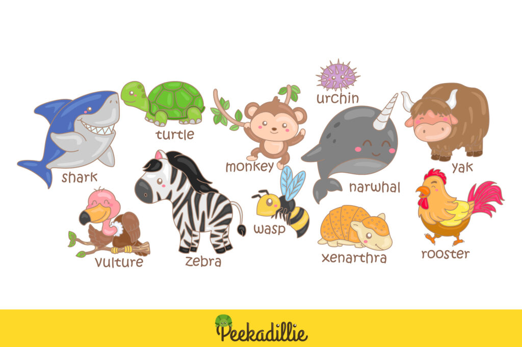 Alphabet A to Z Animal Version Vocabulary School Lesson Letter Reading ...