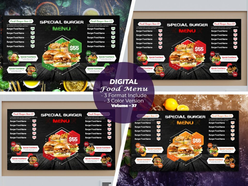 Digital Food Menu Design Template V-37 - MasterBundles