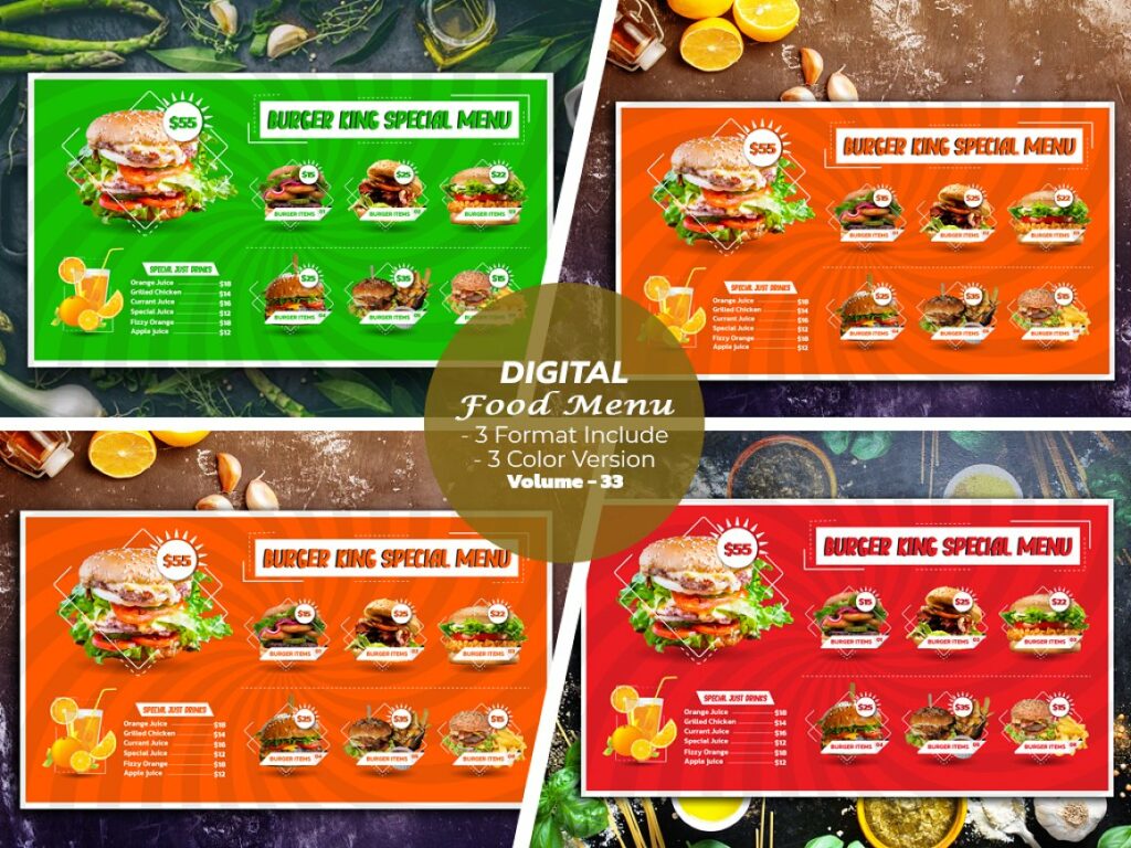 Digital Menu Board Templates V-33 - MasterBundles