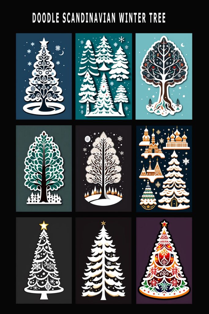 Christmas - Doodle Scandinavian Winter Tree - MasterBundles