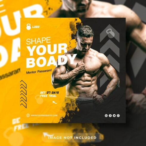 4 Fitness training social media post and flyer templates - MasterBundles