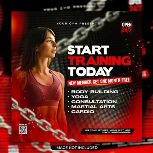 4 Fitness training social media post and flyer templates - MasterBundles