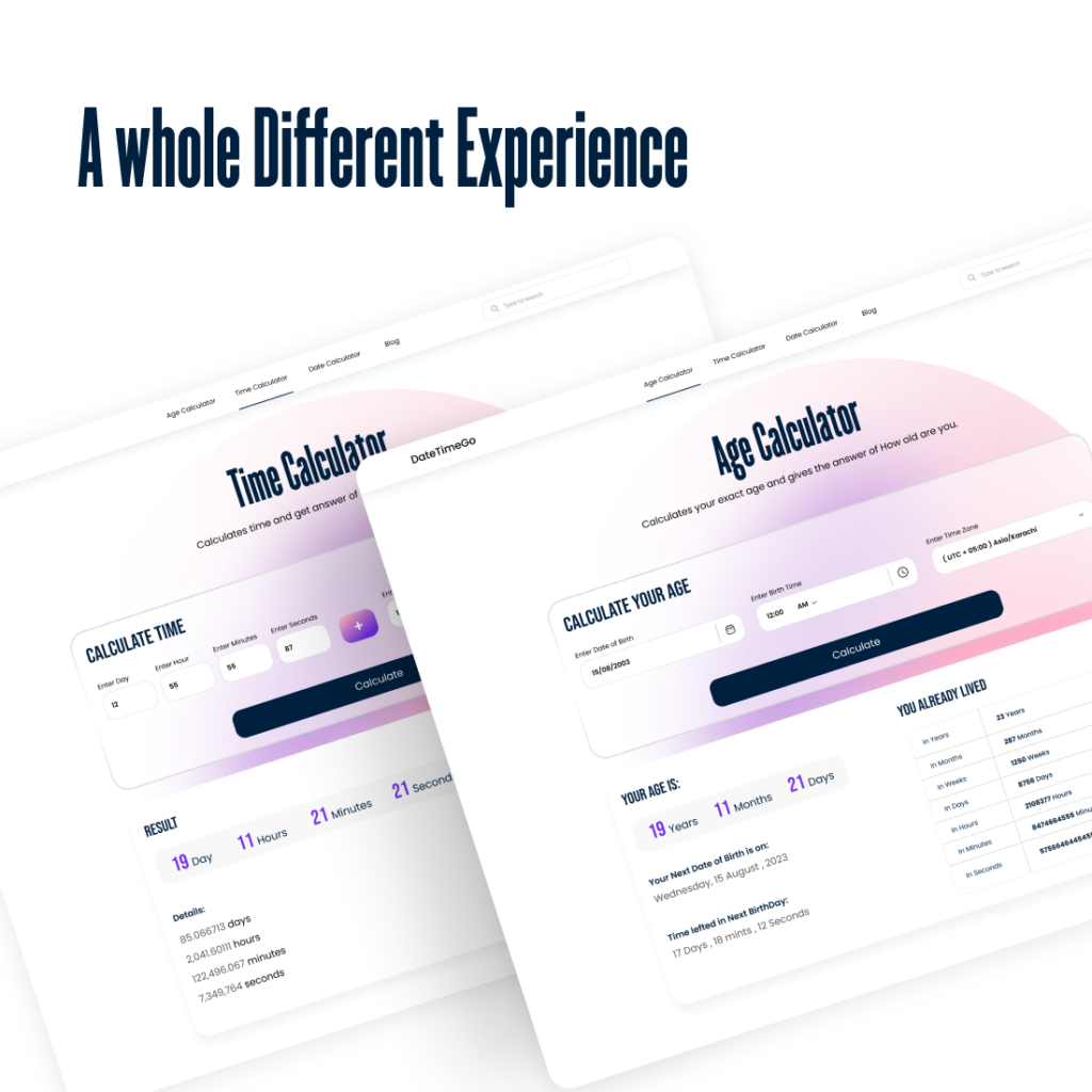 Date & Time calculator Landing page | website landing page design ...