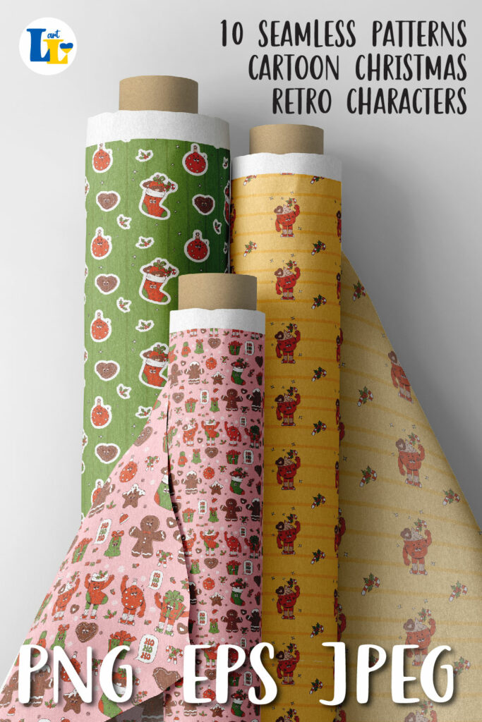 10 Cool Retro Groovy Christmas Seamless Patterns | Digital Bundle ...