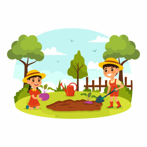 11 Growing Vegetables Illustration - MasterBundles