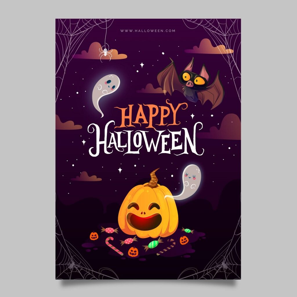 Halloween party vertical poster template - MasterBundles