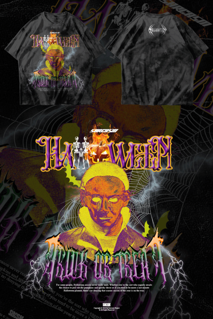 HALLOWEEN STREETWEAR WASHED T-SHIRT DESIGN - MasterBundles