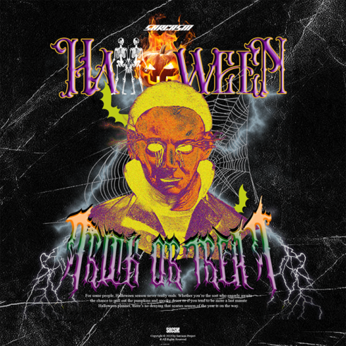 HALLOWEEN STREETWEAR WASHED T-SHIRT DESIGN - MasterBundles