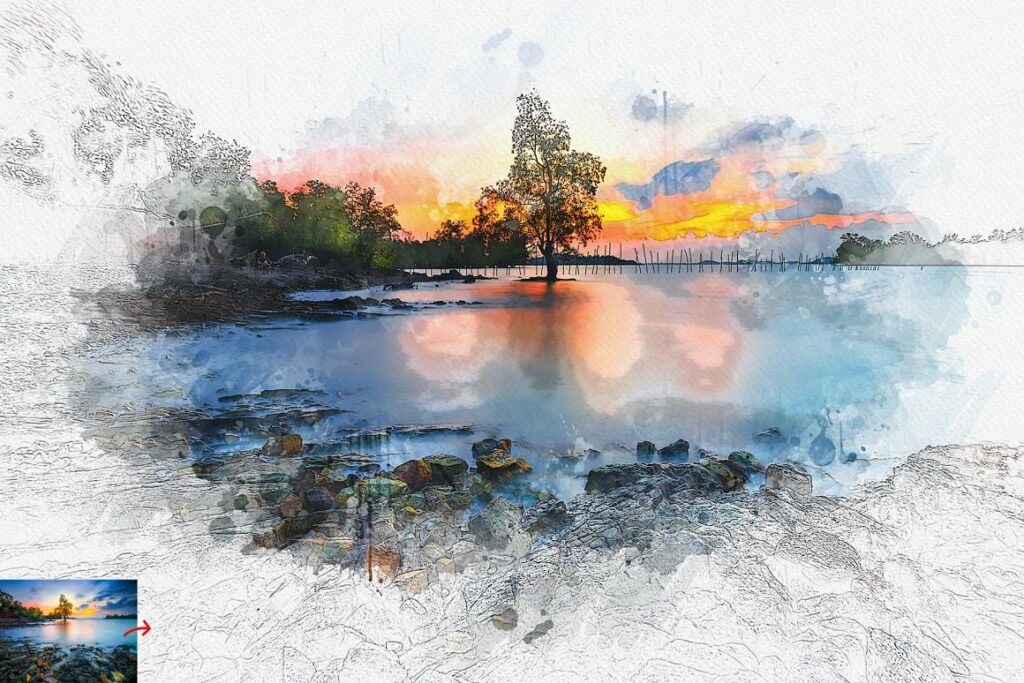 Landscape Photography Watercolor - MasterBundles