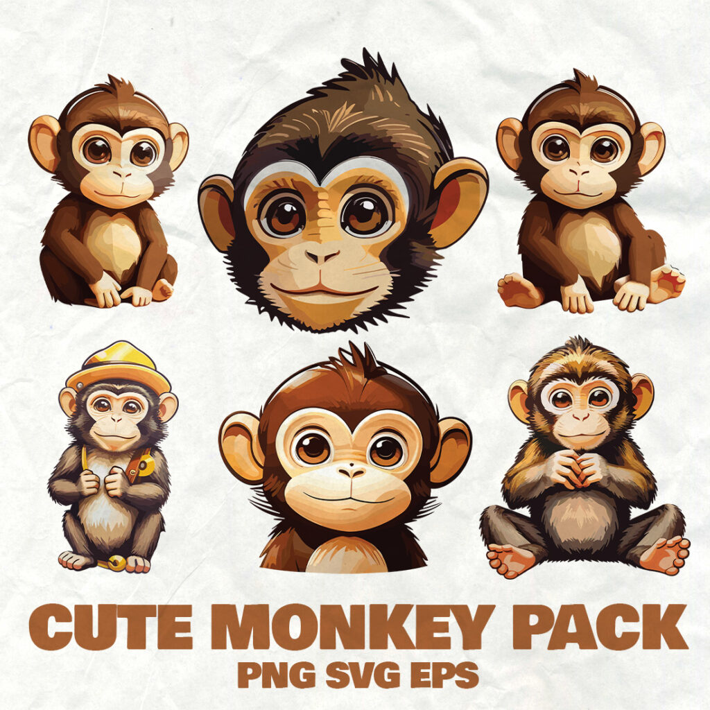 Cute Monkey Pack - MasterBundles