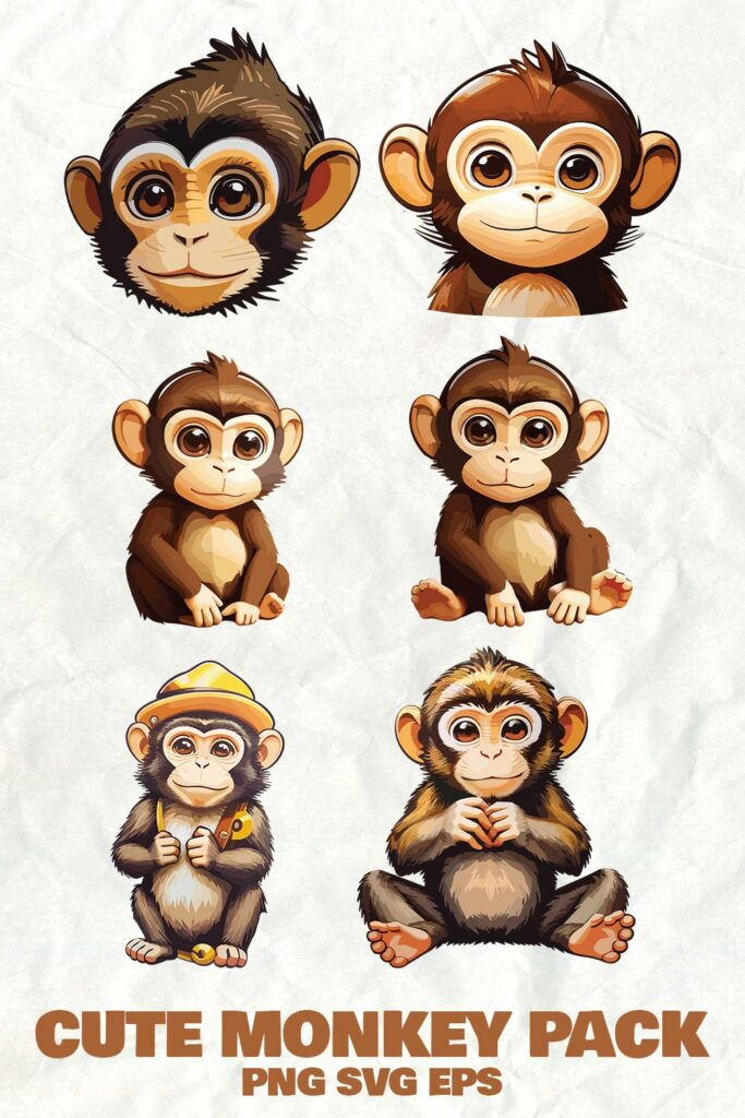 Cute Monkey Pack - MasterBundles