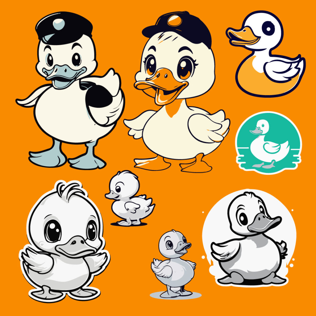 Cute adorable duck sticker and t-shirt design - MasterBundles
