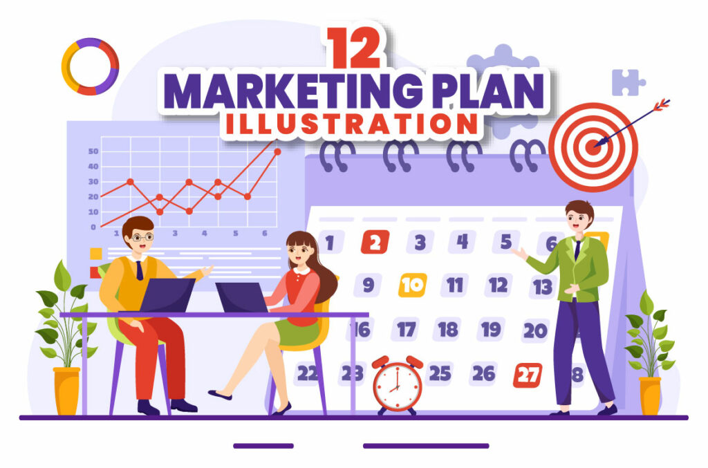 12 Marketing Plan Illustration - MasterBundles