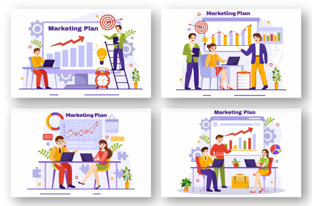12 Marketing Plan Illustration - MasterBundles