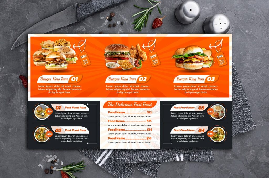 Fast Food Menu Design Template - MasterBundles