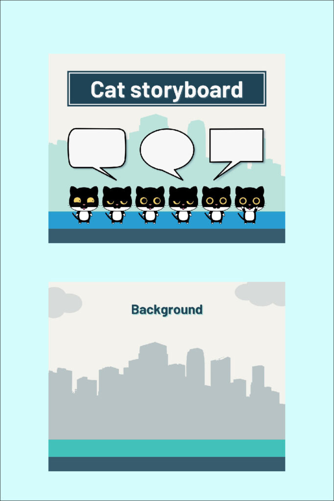 Playful City Background Cute Cat Storyboard - MasterBundles