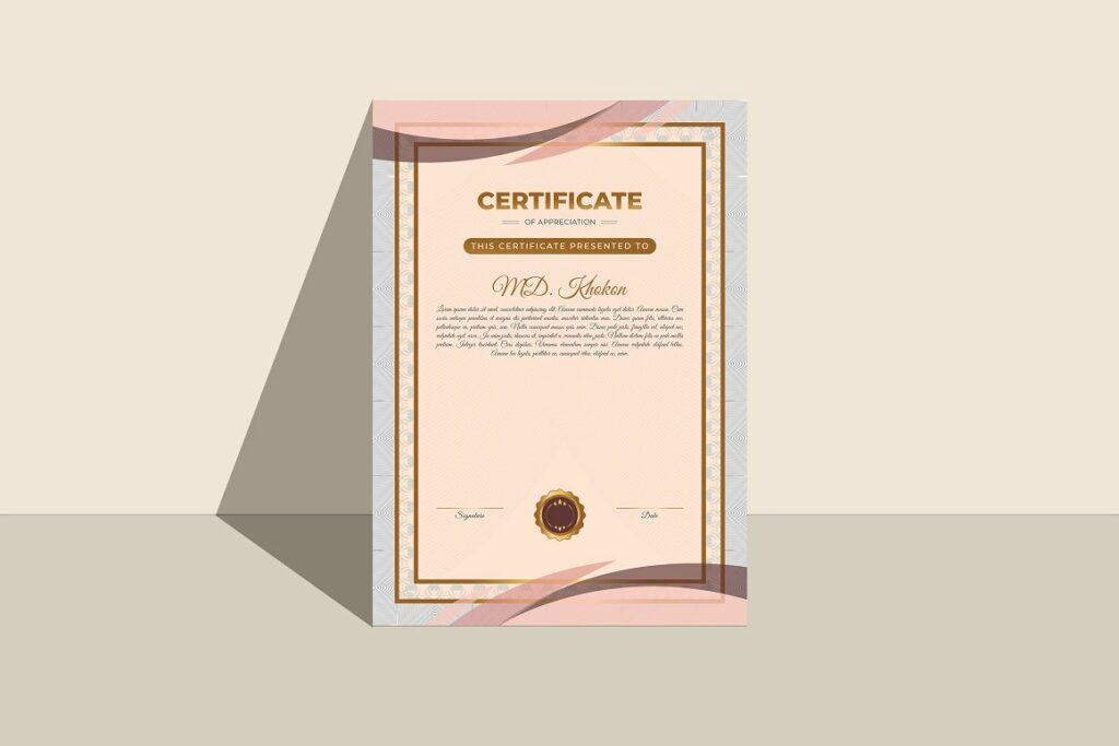 Elegant Diploma Certificate Template V-31 - MasterBundles