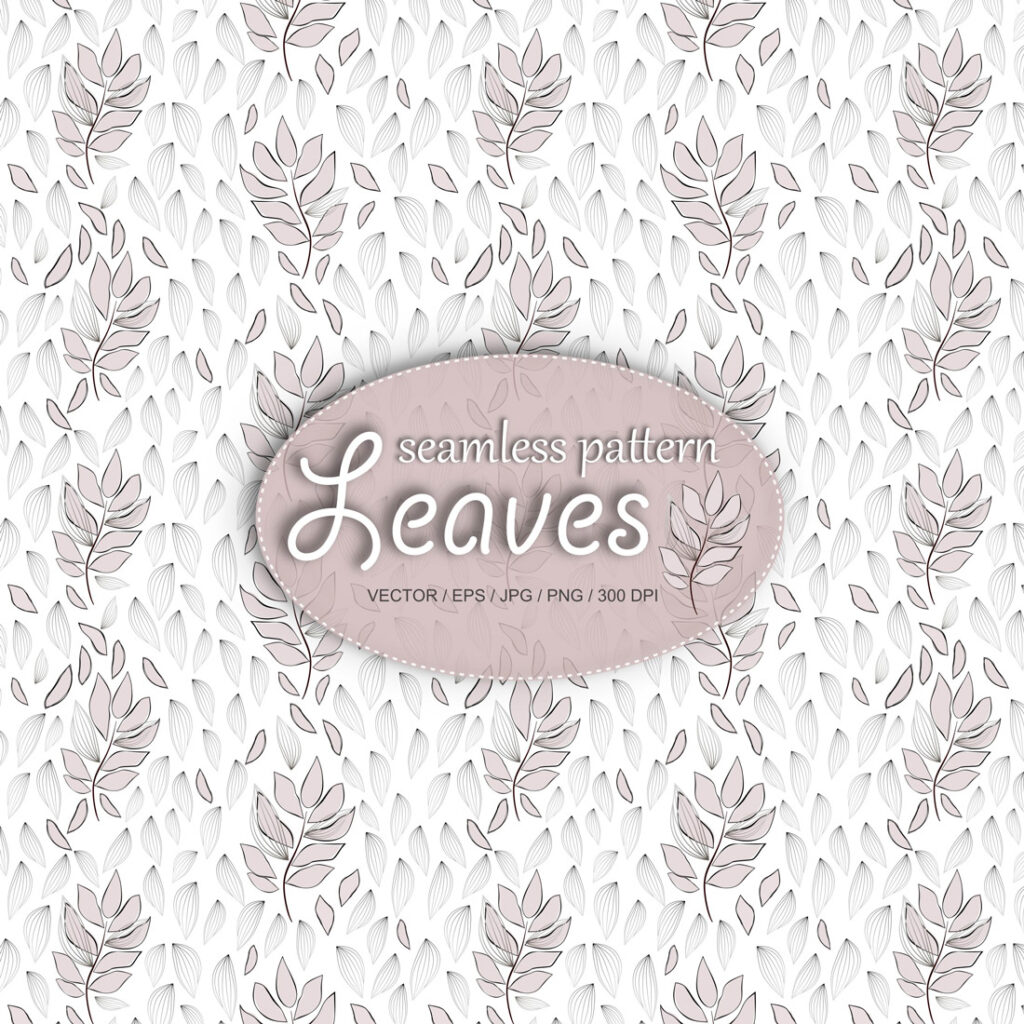 Seamless pattern of gray leaves on a white background, nature. for fabric, textiles, wallpaper ...