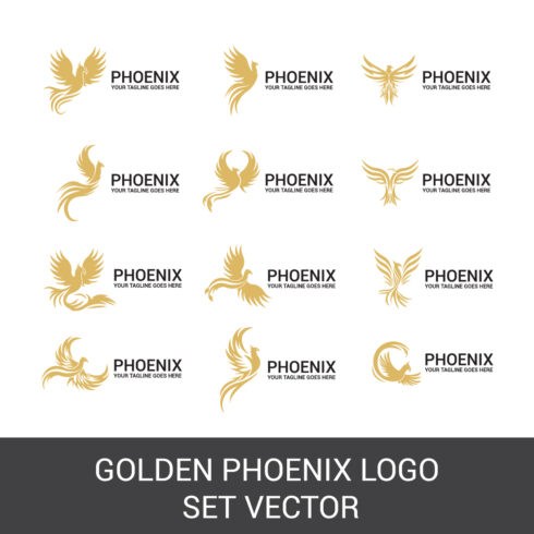 Golden Phoenix Logo Set Template