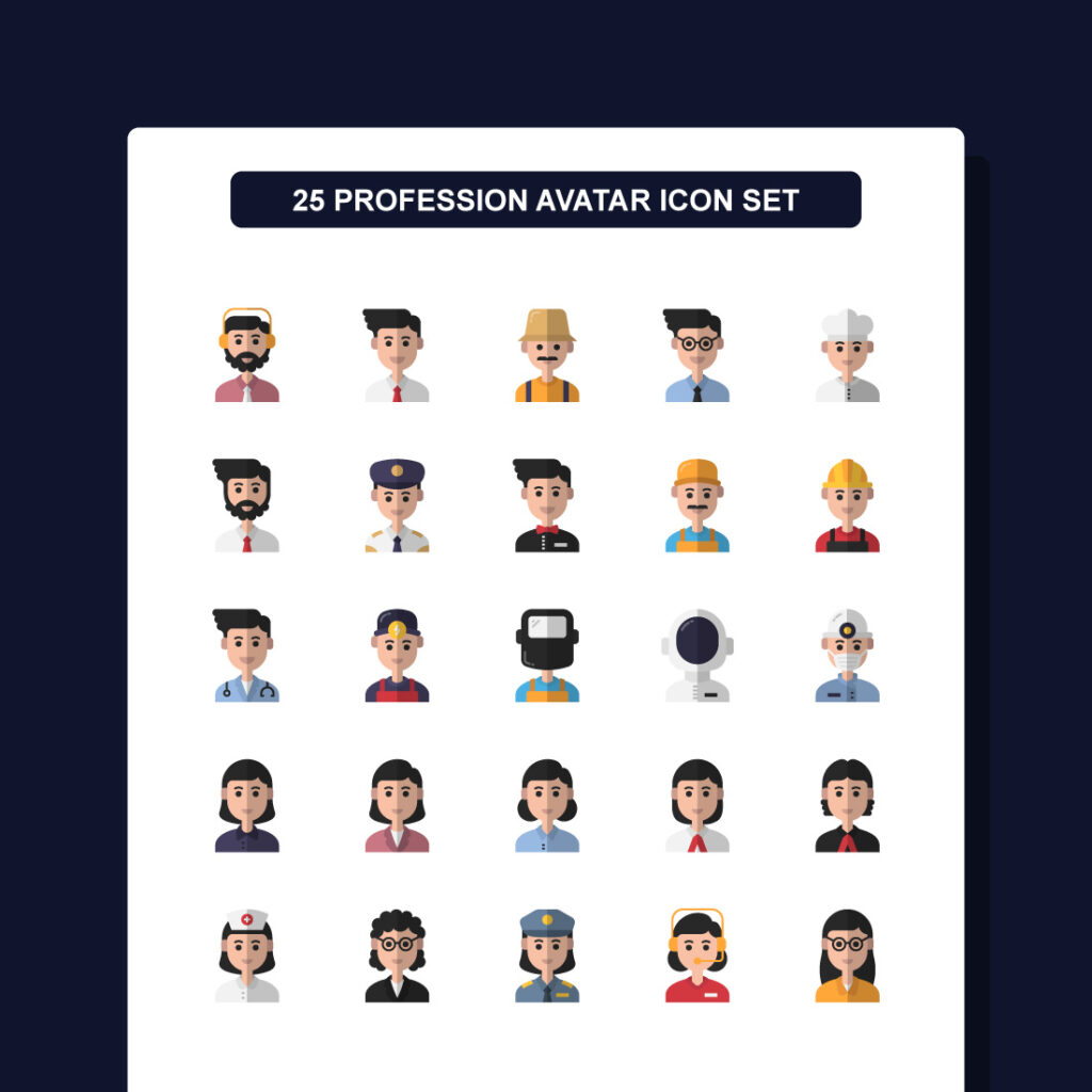25 Profession Avatar Iconset Flat Style - MasterBundles