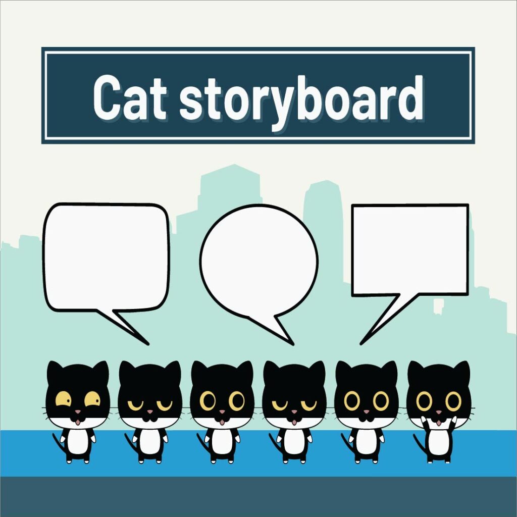 Playful City Background Cute Cat Storyboard - MasterBundles