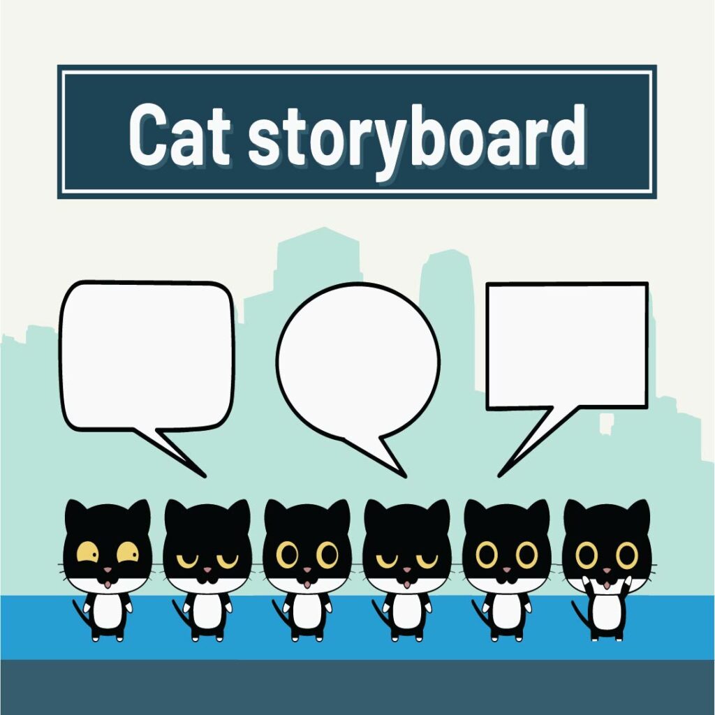 Playful City Background Cute Cat Storyboard - MasterBundles