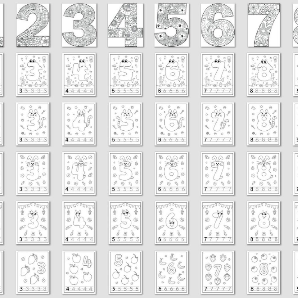 250 Vector Number Coloring Pages - MasterBundles