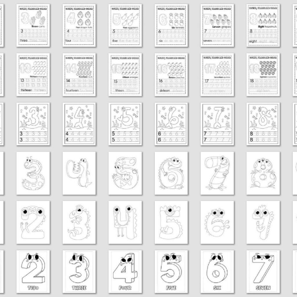 250 Vector Number Coloring Pages - MasterBundles