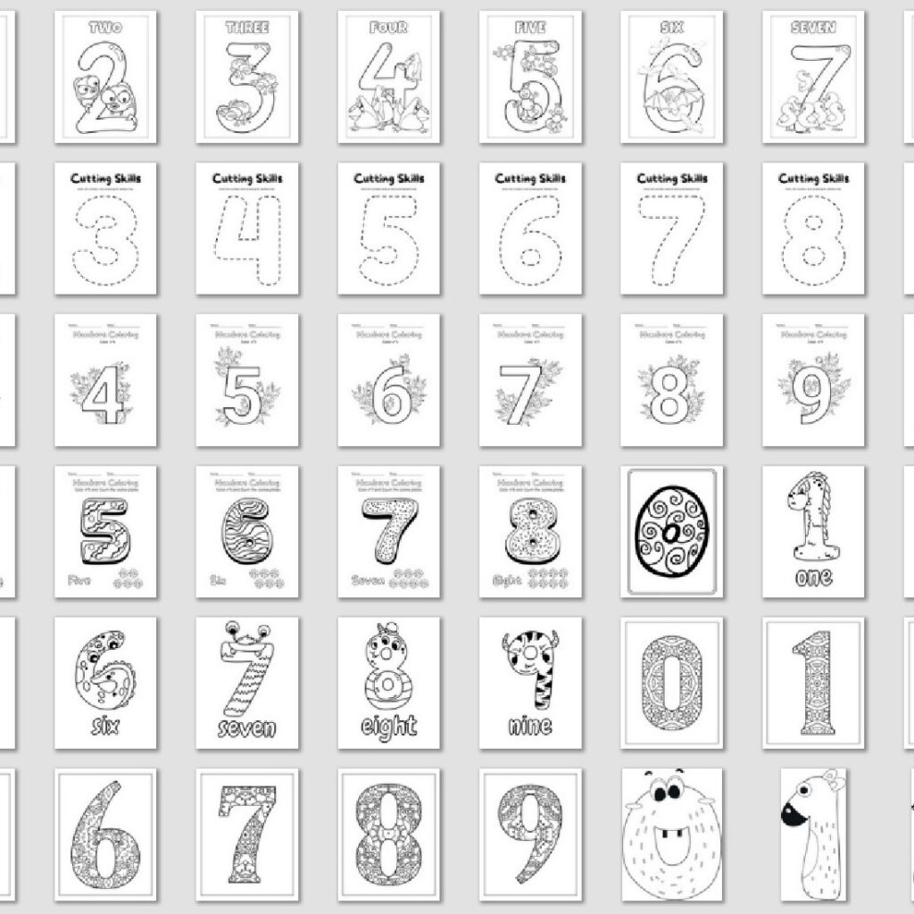 250 Vector Number Coloring Pages - MasterBundles