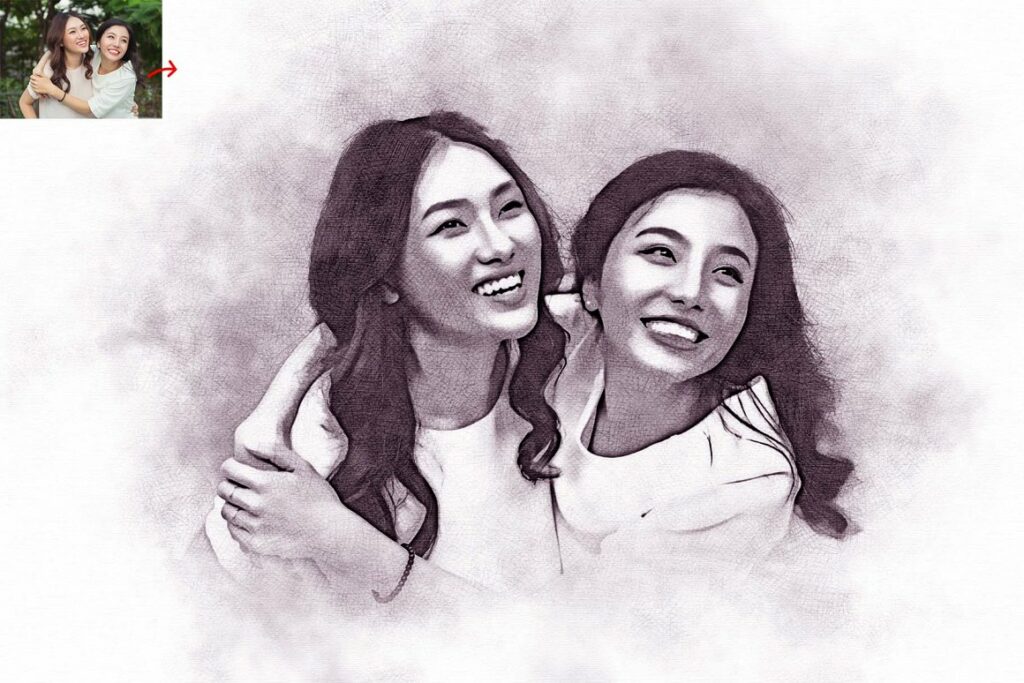 Sketch Drawing Easy Photoshop Action - MasterBundles