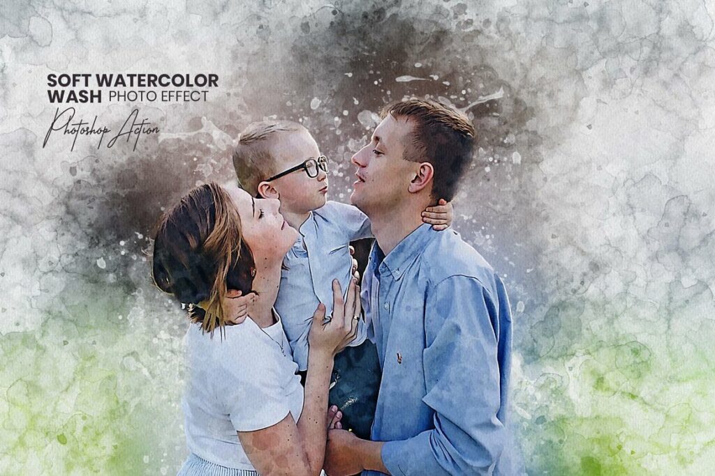 Soft Watercolor Wash Photoshop Action - MasterBundles