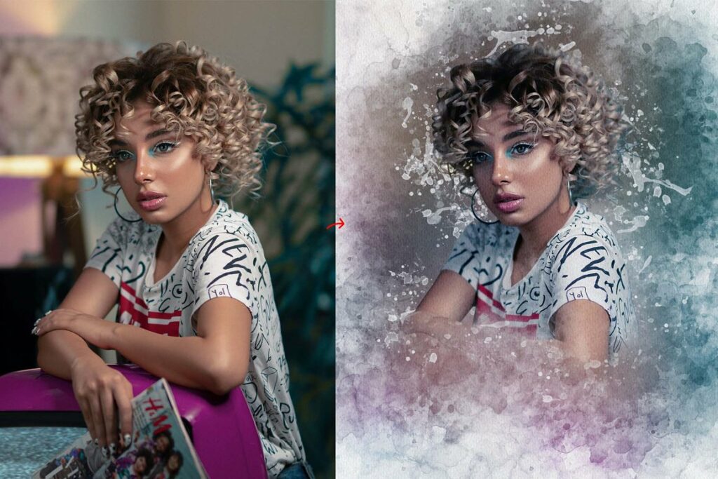 Soft Watercolor Wash Photoshop Action - MasterBundles