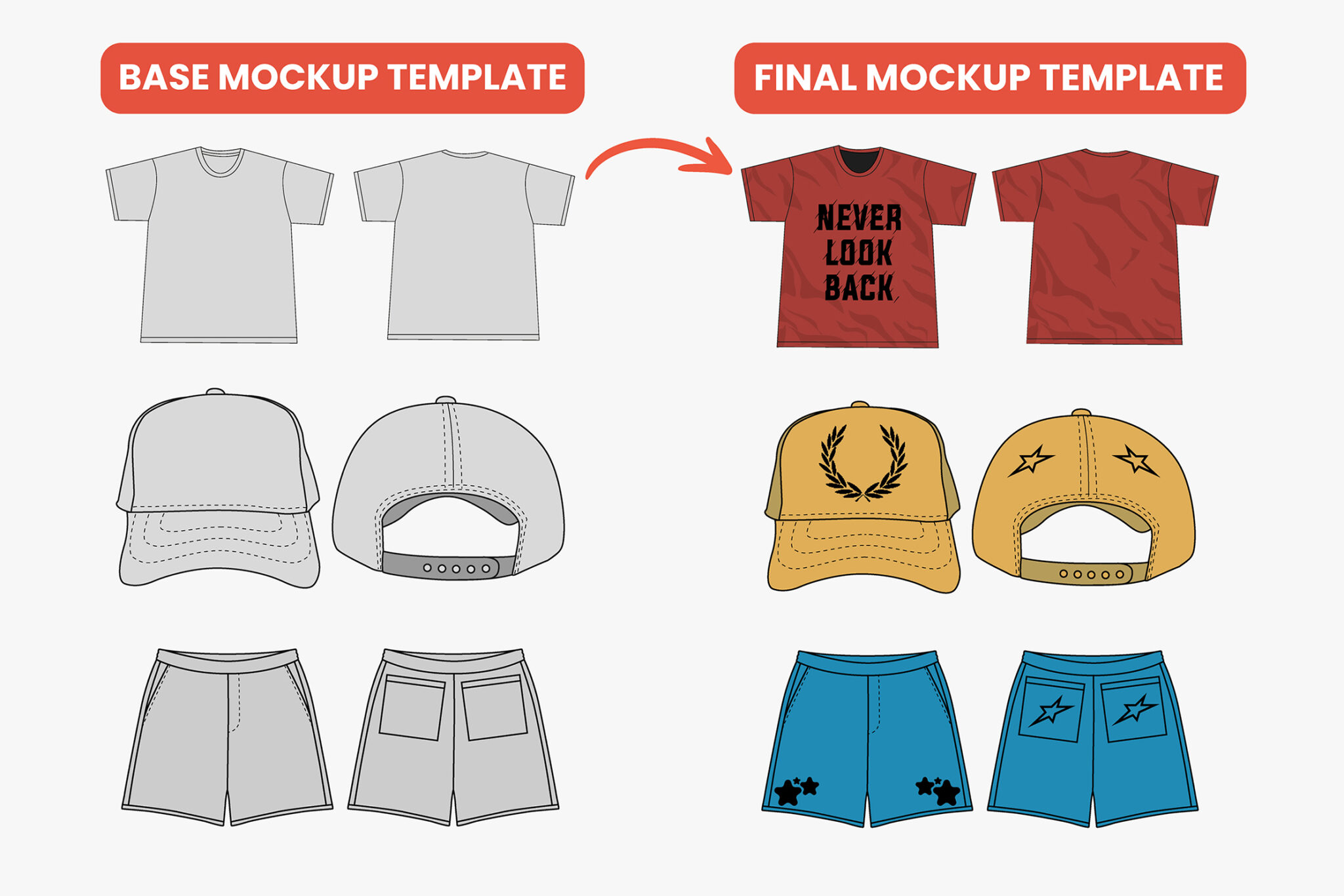 Streetwear Clothing Vector Mockup Bundle Fashion Flat Design Template ...