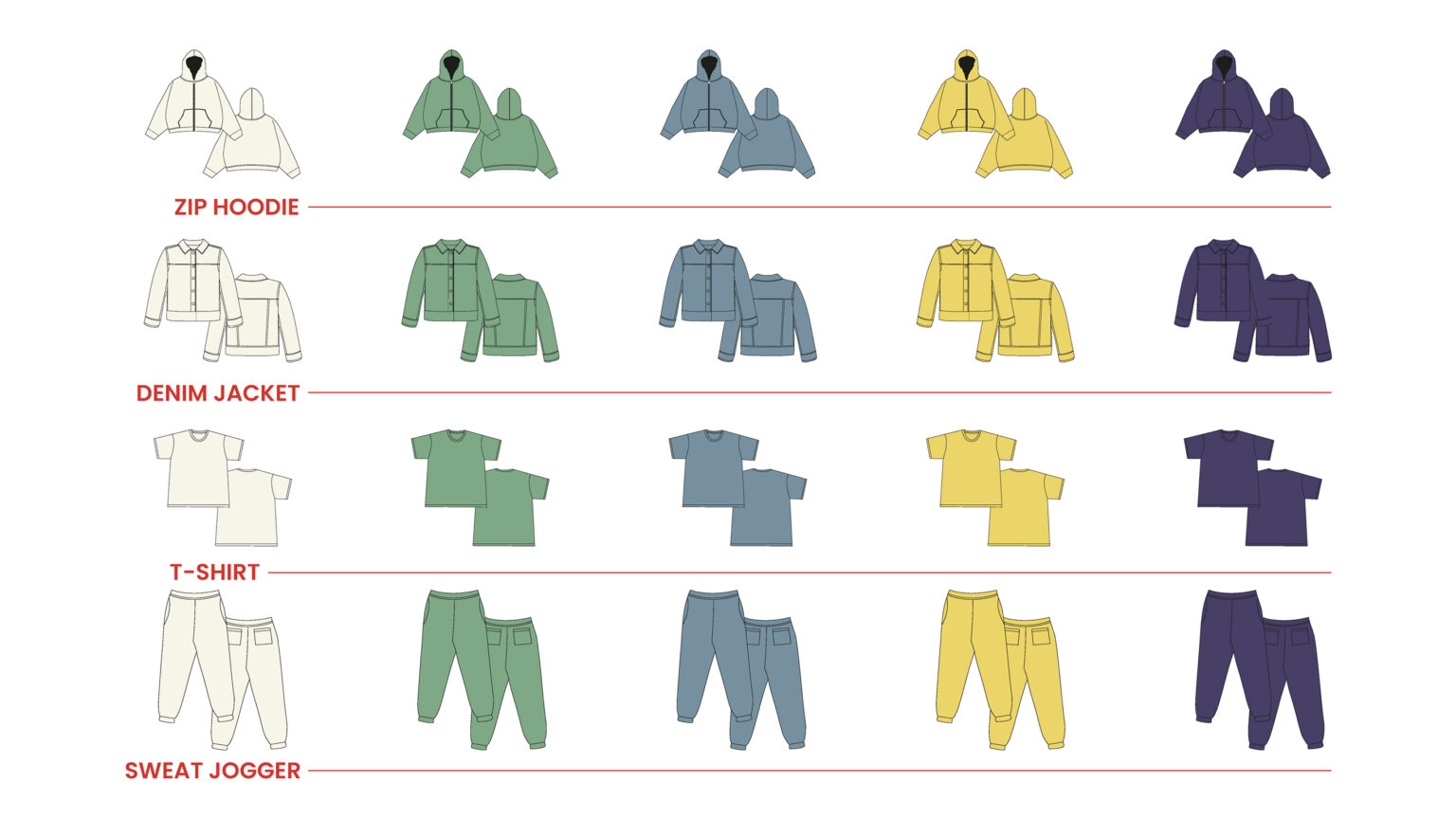 Streetwear Clothing Vector Mockup Bundle Fashion Flat Design Template ...