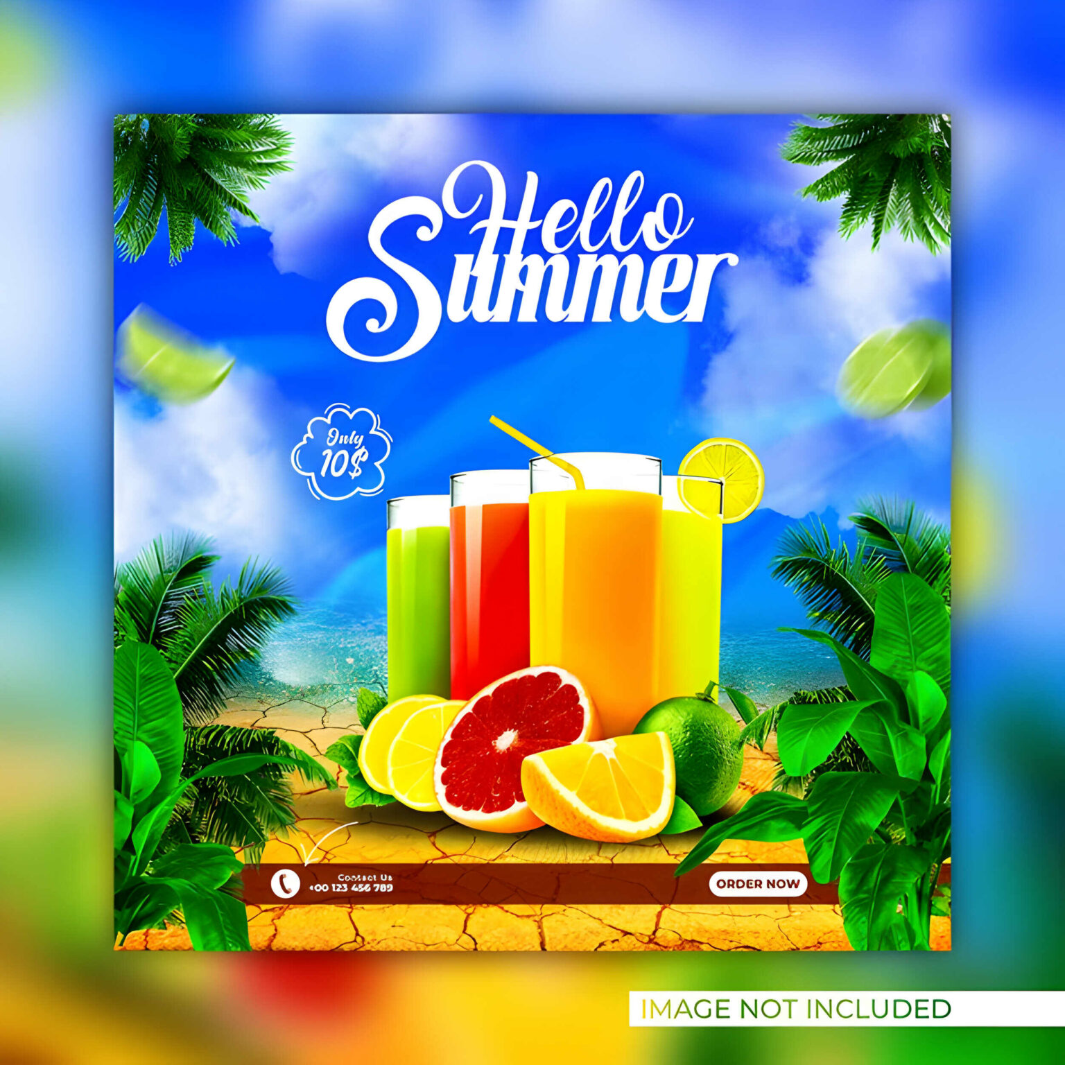 Pack Of 4 Summer Drinks Social media post and flyer template ...